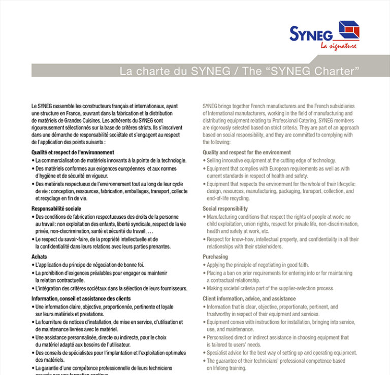 Une Charte de déontologie régit la filière "Cuisines professionnelles ...